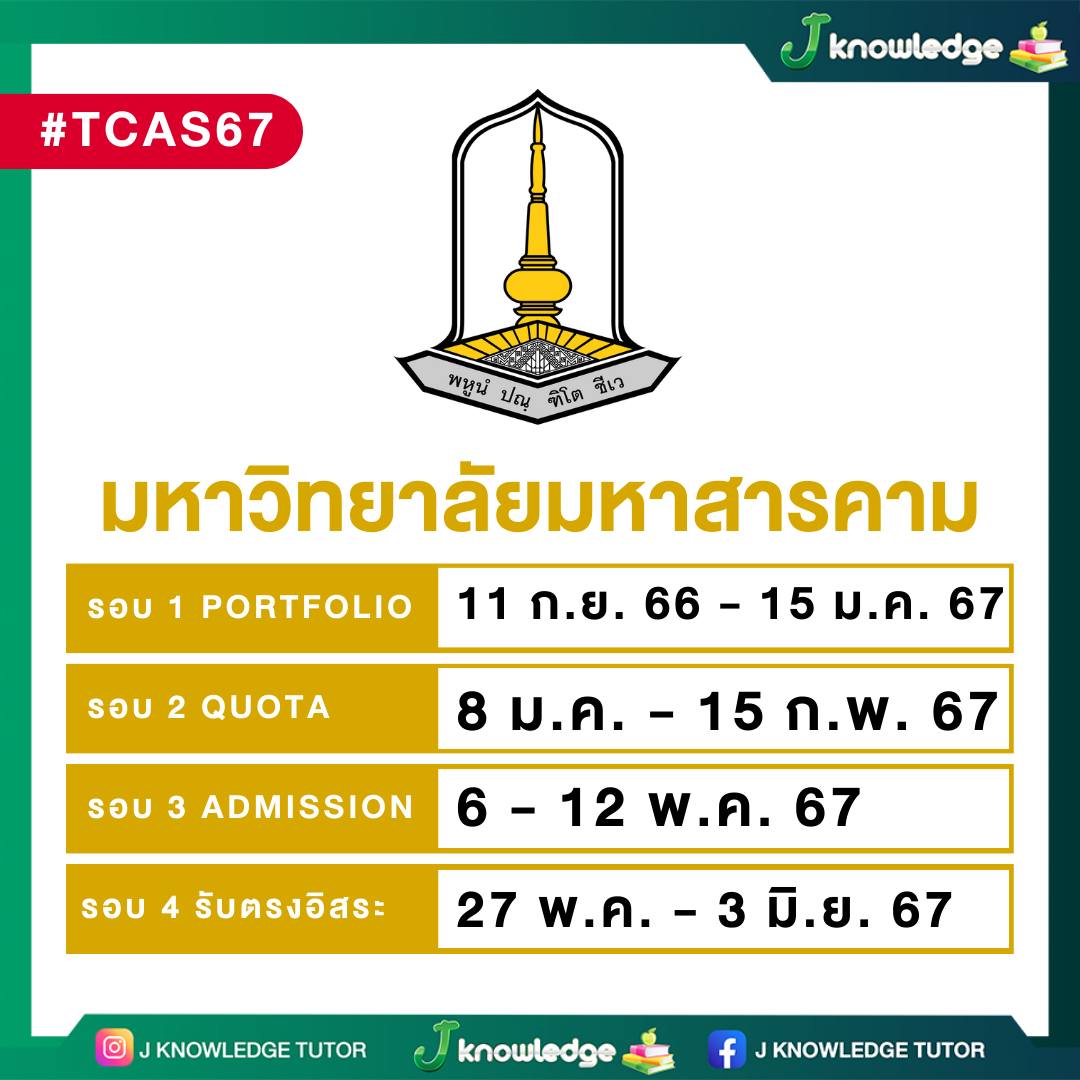 ปฏิทินรับเข้าครบ 4 รอบรวมสอบ TCAS67 ตามประกาศมหาวิทยาลัย อัพเดตล่าสุด ...